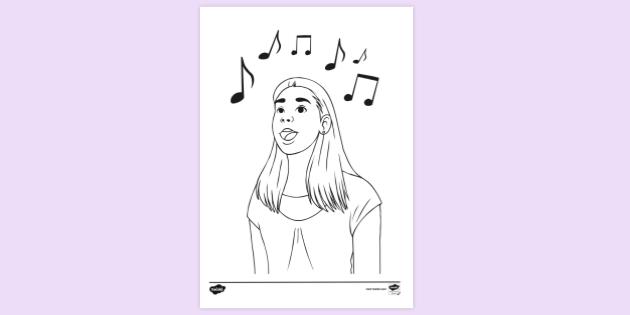 FREE! - Woman Singing at a Concert - Colouring Sheet