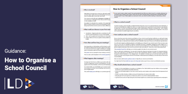 Guidance: How to Organise a School Council (teacher made)