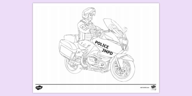 coloring pages police motorcycle