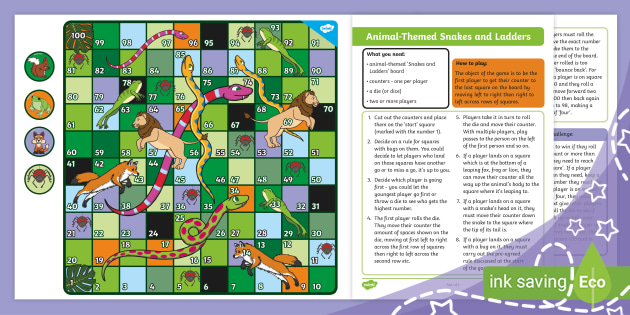 Animal-Themed Snakes and Ladders Game (teacher made)