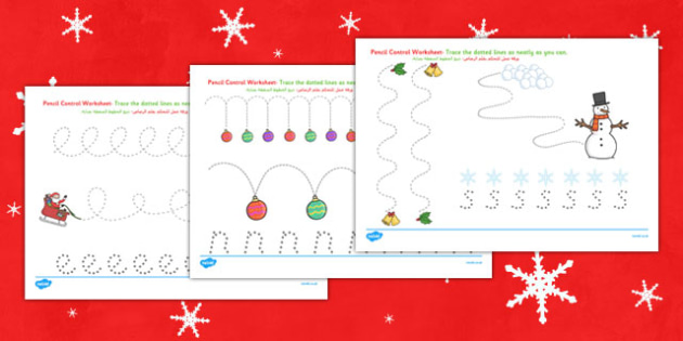 Christmas Pencil Control Worksheets | twinkl.co.uk