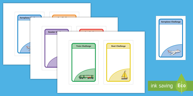 Editable Transport-Themed Blank Challenge Cards IKEA Tolsby/Fiestad Frame