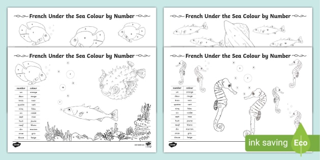 👉 French: Colour By Number - Under the Sea (teacher made)