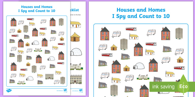 Houses and Homes I Spy and Count Activity to 10