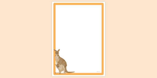 FREE! - Simple Blank Kangaroo Holding Joey Page Border | Twinkl