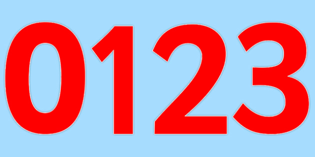 0-9 Display Numbers (Pure Red) - Display numbers, 0-9, numbers