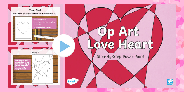 Op Art Valentine's Day Step-by-Step Heart PowerPoint