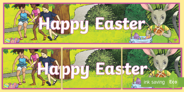 Happy Easter Writing Banner - Classroom and Home Decorations