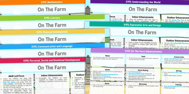 EYFS Farm Themed Lesson Plan And Enhancement Ideas