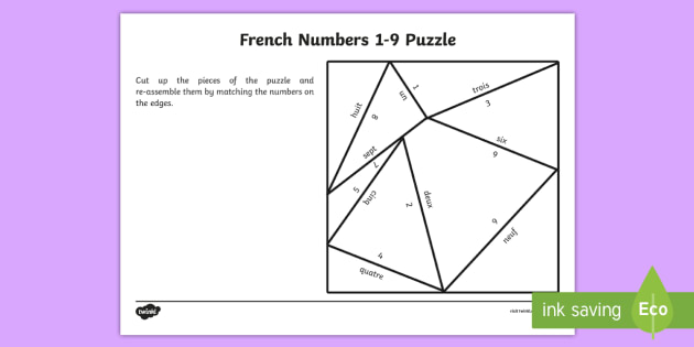 French Number Puzzle | French Numbers Activity | 1-9