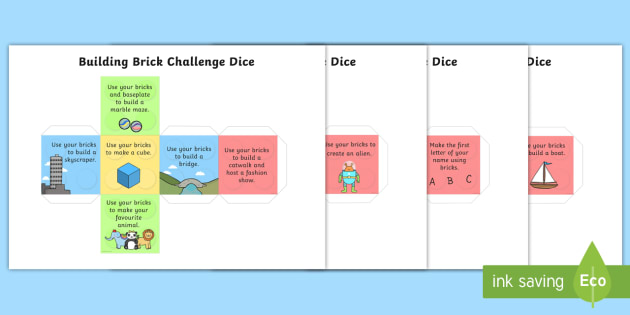 Building Brick Challenge Dice Net (teacher made)