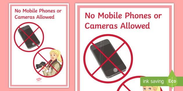 No Mobile Phones or Cameras Allowed Display Poster