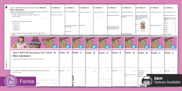 Year 7 NAPLAN Numeracy Exit Tickets - Beyond Secondary Maths