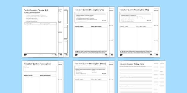 RS GCSE Evaluation Question Writing Frames (teacher made)