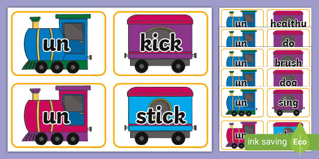 Suffixes and Prefix Trains 'Un' (teacher made)