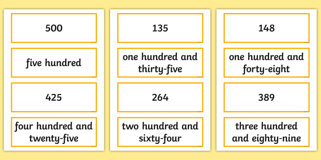 Reading Numbers Up to 500 Card Activity