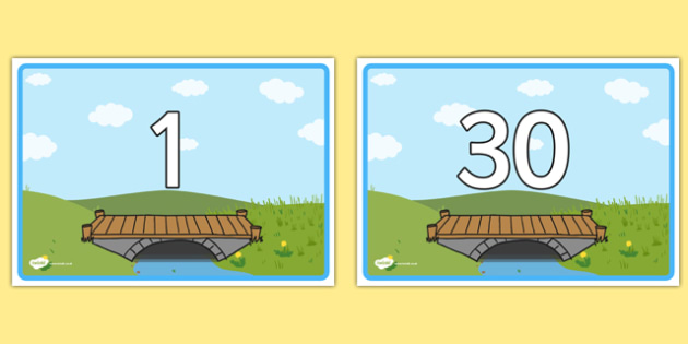 Bridge Themed Display Posters Numbers 1-30 (teacher made)