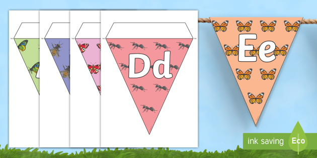 Minibeast-Themed Alphabet Display Bunting (teacher made)