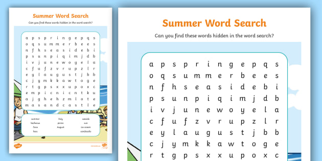 Summer Theme Word Search (teacher made)
