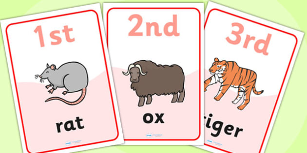 Animal Race Ordinal Numbers Flashcards (teacher made)