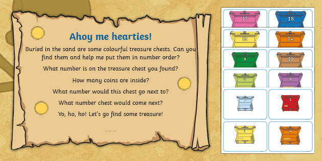 👉 Pirate Treasure Ordering Numbers to 20 Activity