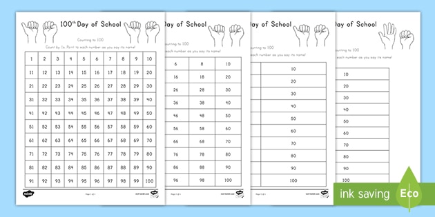 100th Day of School: I Can Skip Count to 100 Activities