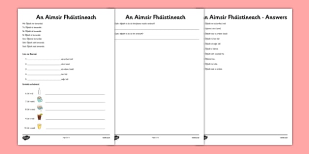 Gaeilge - Bia: Worksheet / Worksheet, An Aimsir Fháistineach, Ól