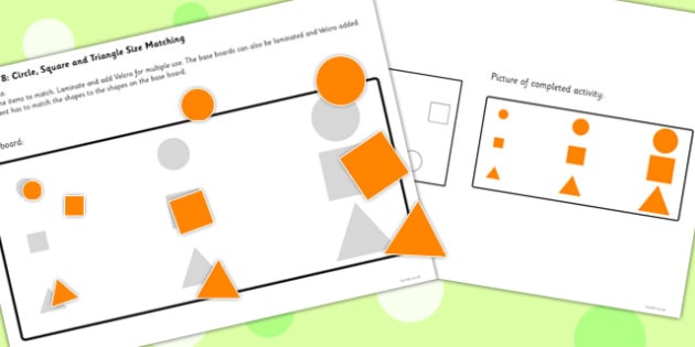 Workstation Pack Shape Size Matching Activities - teacch