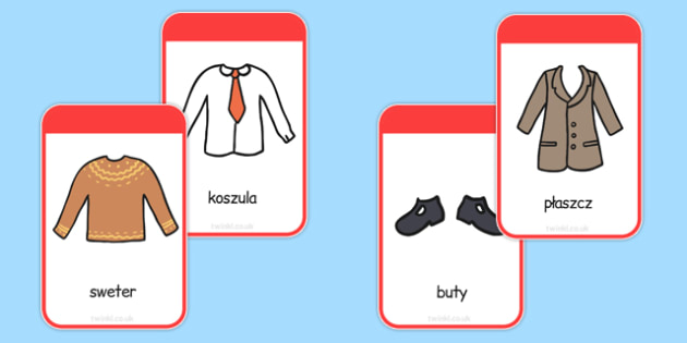 Karty ze słownictwem Ubrania po polsku (teacher made)
