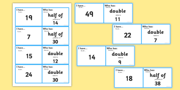 Doubles and Halves Loop Cards Romanian Translation