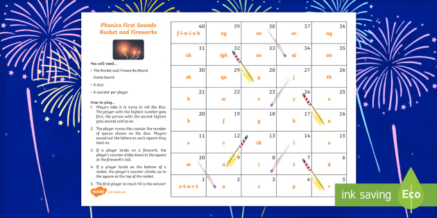 Rockets and Fireworks Phonics Board Game (teacher made)