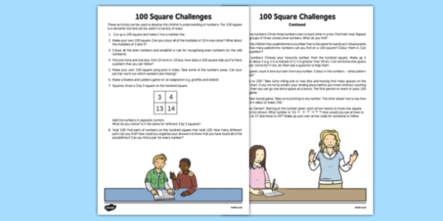 100 Square Challenges | KS1 Teaching Resources