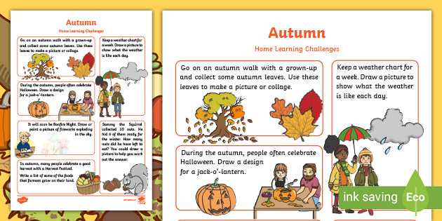 Autumn Home Learning Challenge Sheet Reception FS2