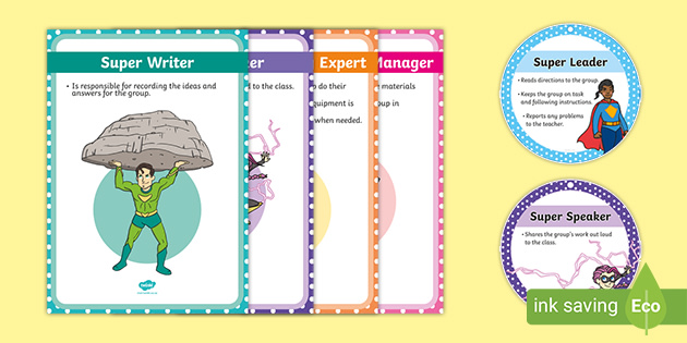 Cooperative Group Roles and Responsibilities Posters and Tags