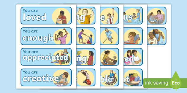 Affirmation Display Word Cards (teacher made)