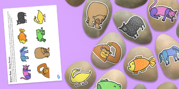 FREE! - Story Stone Cut Outs to Support Teaching on Brown Bear