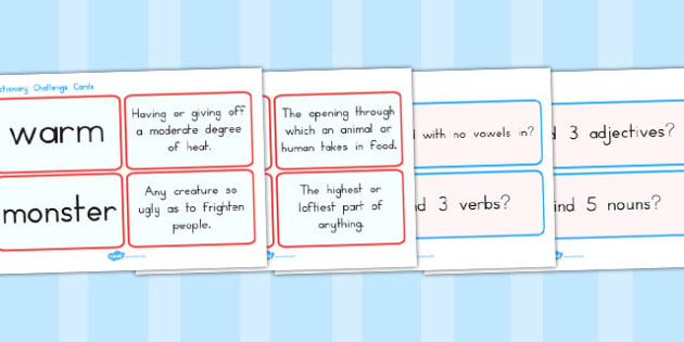Dictionary Challenge Cards (teacher made)