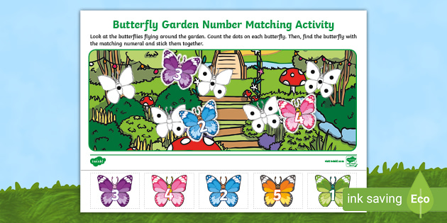 👉 Butterfly Garden Number Matching Activity