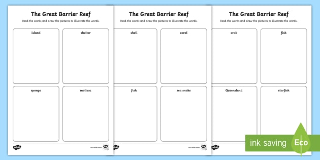 Great Barrier Reef Read and Draw Worksheet (teacher made)