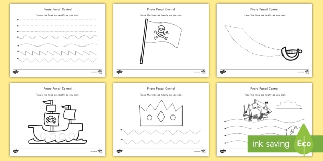 Pirate Pencil Control Worksheet / Worksheet (teacher made)