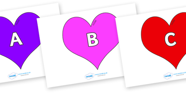 A-Z Alphabet on Hearts (Multicolour) (teacher made)