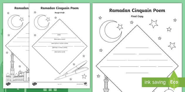 Ramadan Cinquain Poem Writing Template (teacher made)