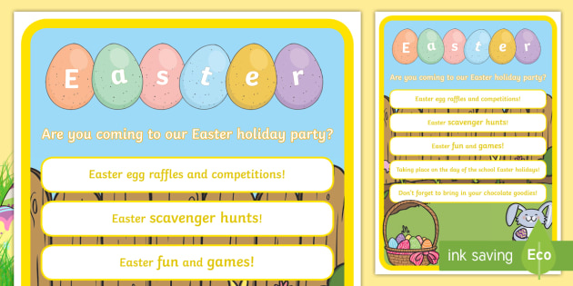Easter Class Party Display Poster (teacher made)