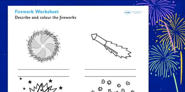 Firework Colour and Describe Activity (teacher made)