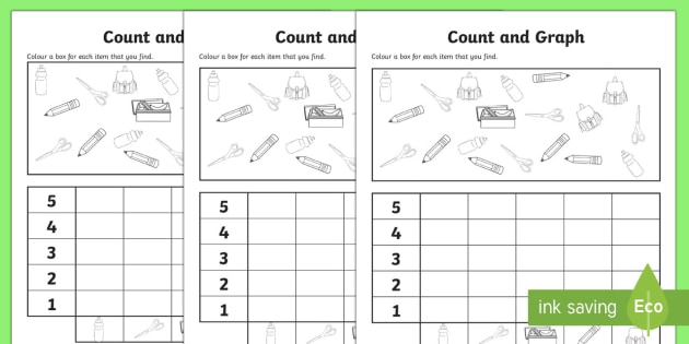 Back to School Themed Count and Graph Worksheet / Worksheet