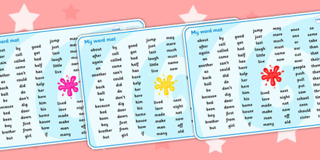 Splat Themed KS1 Word Mat (teacher made)