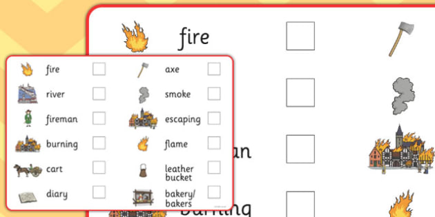The Great Fire of London Pre-Teaching Vocabulary List - great fire of ...