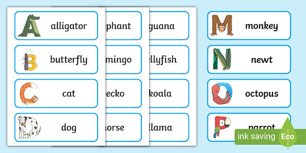 Animal Alphabet Drawer Peg Labels (teacher made)