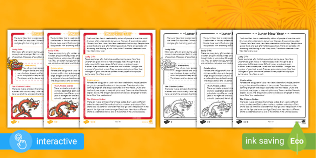Lunar New Year Differentiated Reading Comprehension