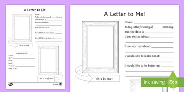 A Letter to Me! Worksheet